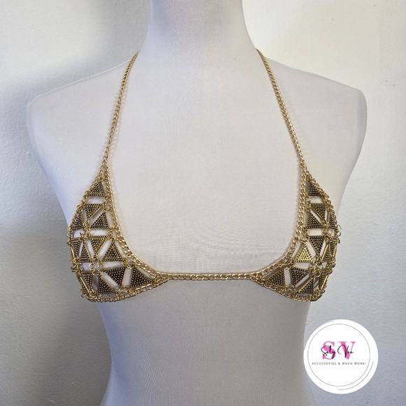 Accessories | Gold Chain Bra Brand New | Poshmark